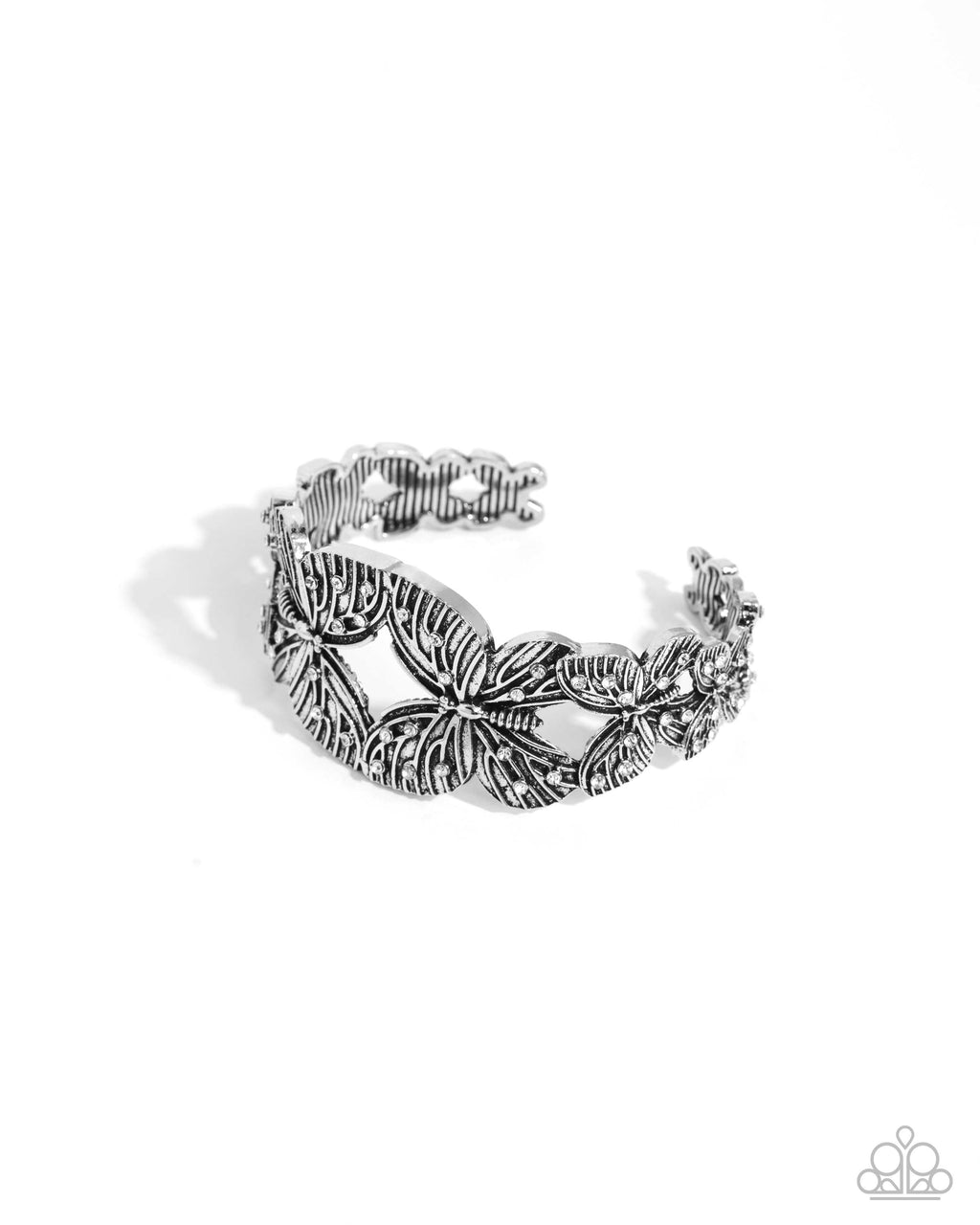 Mariposa Makeover - White - Rhinestone Silver Butterfly Paparazzi Cuff ...